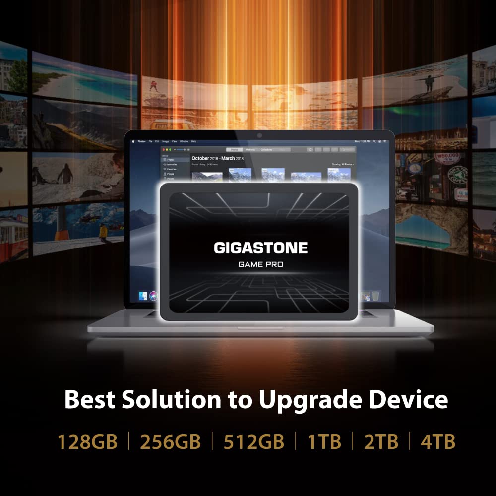 Gigastone SATA SSD 2TB 2.5 inch SSD 530MB/s Upgrade Laptop PC Memory and Storage PS4 HDD Replacement 2.5" Internal Solid State Hard Drives SATA III SLC Cache 3D NAND Game Pro Performance