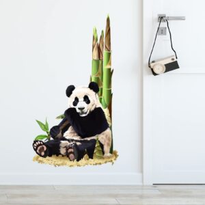 RoyoLam Panda Eating Bamboo Wall Decal Nursery Animal Wall Sticker Removable Peel and Stick Waterproof Wall Art Decor Stickers for Kids Baby Classroom Preschool Living Room Playing Room Bedroom School