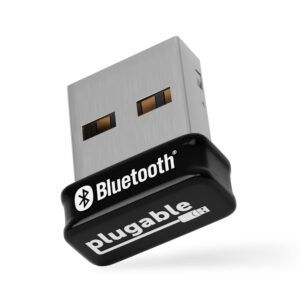 plugable usb bluetooth adapter for pc, bluetooth 5.0 dongle compatible with windows, add 7 devices: headphones, speakers, keyboard, mouse, printer and more