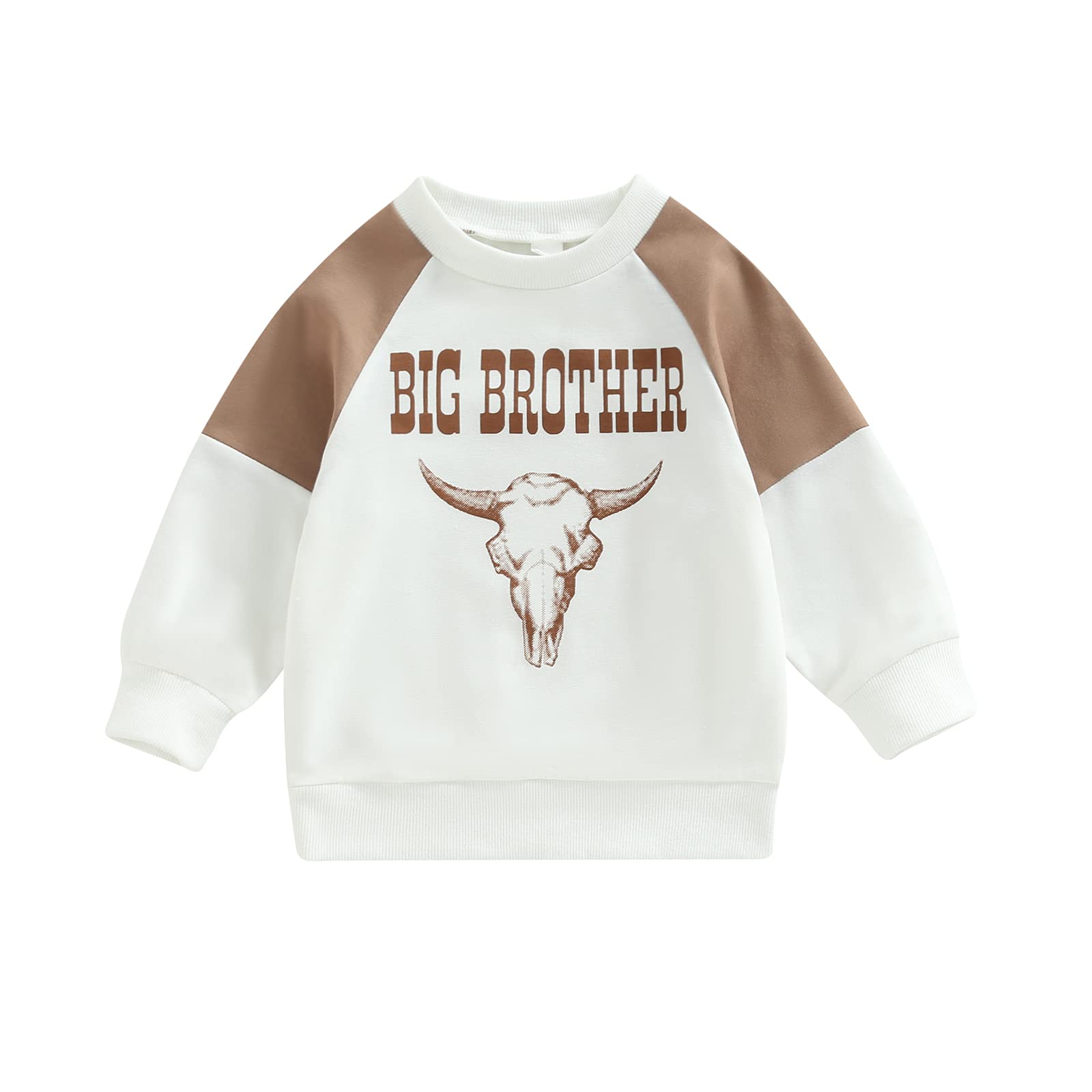 Gueuusu Western Baby Boy Girl Clothes Cow Print Long Sleeve Sweatshirt Pullover Toddler Oversized Crewneck Sweater Tops (C-White Coffee, 1-2 Years)