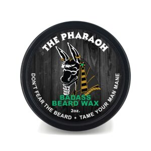 badass beard care beard wax for men - pharaoh scent, 2 oz - softens beard hair, leaves your beard looking and feeling more dense