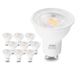 ftl 10-pack gu10 led bulb 5000k daylight white dimmable track light bulbs 6w 600lm 50w halogen replacement bulbs for spot lighting, ceiling recessed lighting