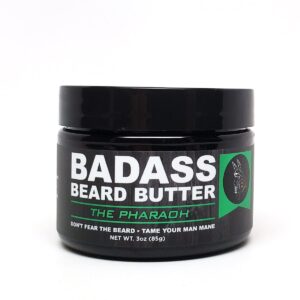 badass beard care beard butter for men - pharaoh scent, 3 oz - made of natural ingrediens for healthy, soften and itchness free beard and mustache