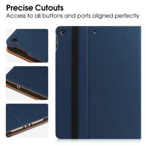 for iPad 10th Generation Case 10.9 Inch Case 2022 with Built-in Pencil Holder, Folio Stand Leather Cover with Multiple Angles & Auto Sleep/Wake for iPad 10.9 Inch, NavyBlue/Brown