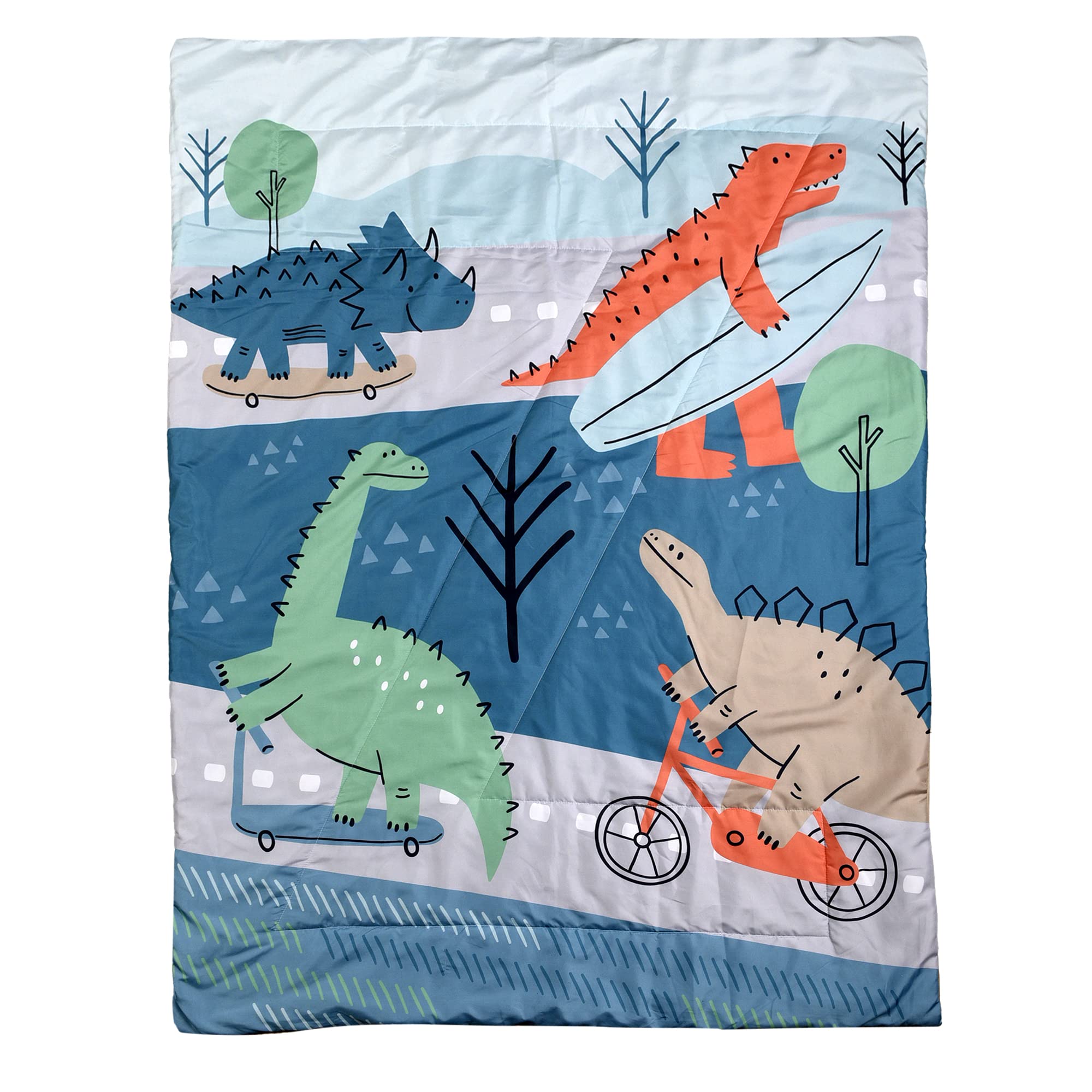 EXPRESSIONS Toddler Bedding Set, Dinosaur (2 Piece Set, Fits Standard Infant Mattress) Includes Microfiber Reversible Comforter and Pillowcase for Kids