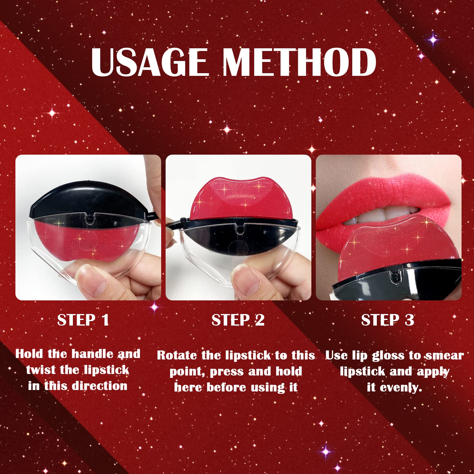 DAGEDA Pearl Lipstick, Labiales Magicos Long Lasting Waterproof Moisturizing Non-Stick Cup Not Fade Lip Shape Magic 3 Colors Changing Lipstick for Lazy People (Color C)