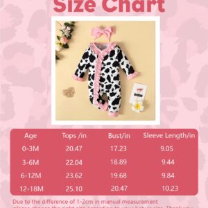 Happidoo Newborn Cow Print Clothes Romper Baby Girl Cow Outfit Jumpsuit (White,0-3 Months)