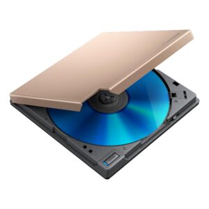 pioneer external blu-ray drive bdr-xd08g usb 3.2 gen1 (usb type-c) / 2.0 slim portable bd/dvd/cd writer gold