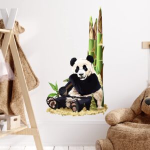 RoyoLam Panda Eating Bamboo Wall Decal Nursery Animal Wall Sticker Removable Peel and Stick Waterproof Wall Art Decor Stickers for Kids Baby Classroom Preschool Living Room Playing Room Bedroom School