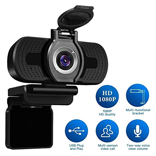 ZAUNCO Webcam HD 1080P Webcam with Microphone, Live Teaching USB Lens Dust Cover, Prevent Peeping 1080P HD Camera Drive Free Gaming Webcam