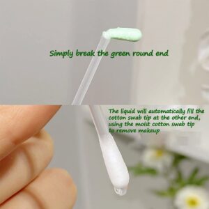 50 Pcs Cotton Makeup Remover Swabs - Disposable Vitamin E Liquid-Filled Cotton Swabs Sticks for Eye/Lip/Eyebrow/Eyelash Makeup Correctors Removing Swabs