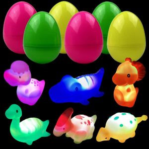 jofan 6 pack prefilled jumbo plastic easter eggs with light up dinosaur bath toys inside for kids boys girls toddlers easter basket stuffers gifts party favors