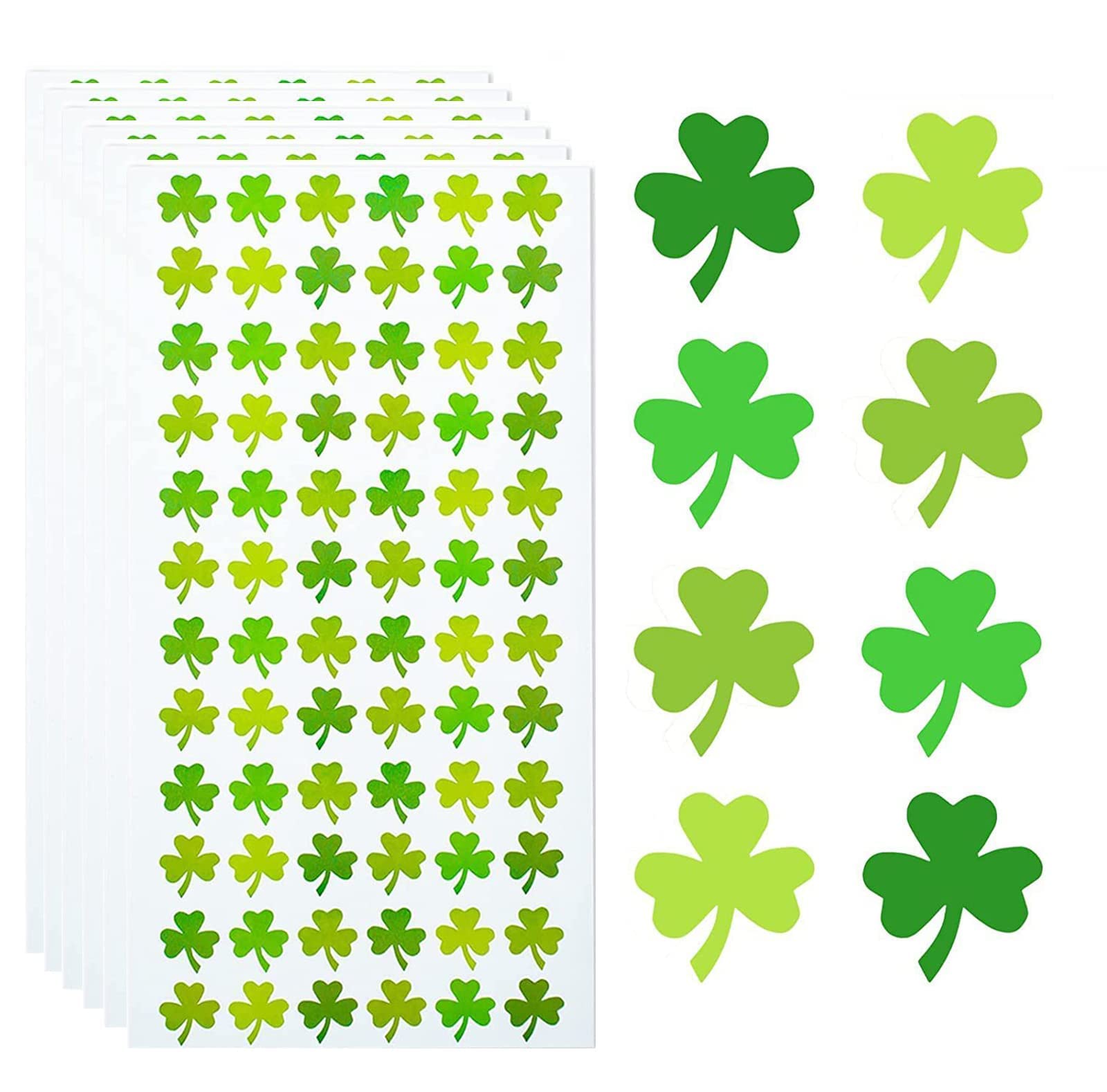 St Patricks Day Stickers,1440 Pcs Shamrock Stickers,Lucky Irish Green Clover Stickers for St. Patrick's Day Party Decorations,Cards,Gift Bags,Craft,Self Adhesive Seals for Envelope Box Bag