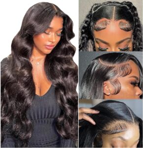 makati 26inch body wave lace front wigs human hair 13x4 lace front wigs human hair pre plucked with baby hair 180% density glueless transparent hd lace frontal wigs human hair wigs for black women