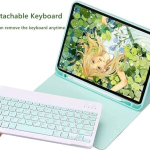 Keyboard Case with Mouse for iPad 10.2inch, Case for iPad 9th/8th/7th Gen/Air3/Pro10.5 with Keyboard and Mouse, Slim Candy Detachable Magnetic Keyboard with Pencil Holder (Sky Blue)