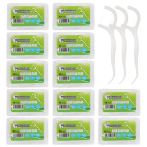 dental floss picks high toughness professional toothpicks sticks 12-pack(600pcs) with portable case and dental picks perfect for family,hotel,travel