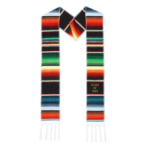 zzbakress class of 2023 mexican graduation stole, latino hispanic serape blanket graduation sash (class of 2023 balck)