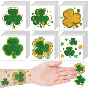 120 pieces glitter shamrock tattoo stickers st. patrick's day clover temporary tattoos st patricks day stickers shamrock sticker irish st patricks day decor party favors for men women