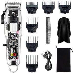 kemei electric hair clippers for men, cordless professional rechargeable barber clipper, zero gapped hair trimmer with led display, barber trimmer hair cutting kit for family