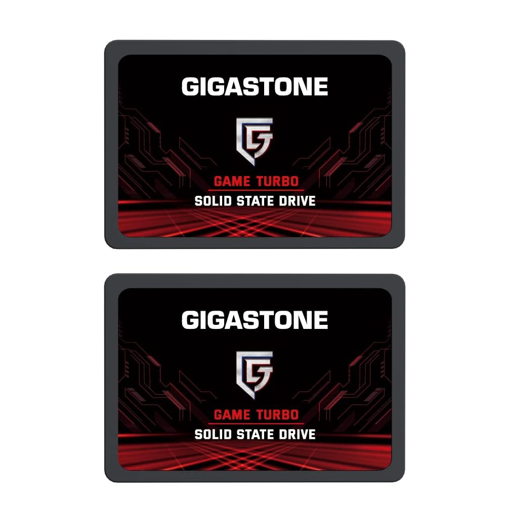 Gigastone SATA SSD 512GB (2-Pack) 2.5 inch SSD 550MB/s Upgrade Laptop PC Memory and Storage PS4 HDD Replacement 2.5" Internal Solid State Hard Drives SATA III SLC Cache 3D NAND Game Turbo Performance