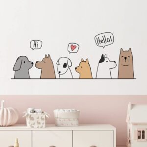 Buer Homie Decals Wall Stickers, Dog Cartoon Animal Decor, Dogs 'Say Hi'