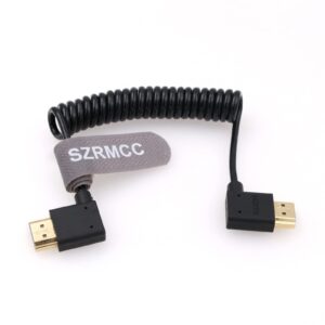 szrmcc 8k hdmi 2.1 cable hdmi left angle to hdmi right angle coiled cable high speed soft cable for z cam e2 portkeys bm5 atomos shinobi ninjav v monitor sony canon camera