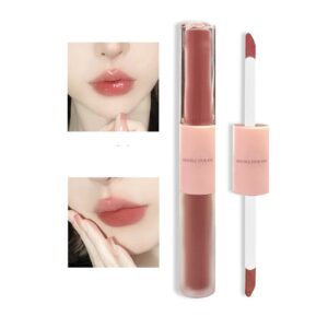 kwolykim 2 in 1 double mirror and matte lip gloss, hydrating lip gloss with essential oil, liquid shine glossy lip tint, hydrated & fuller-looking lips, long-lasting sweet lip glaze