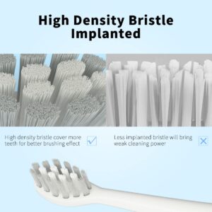 Replacement Toothbrush Heads Compatible with TAO Clean Electric Toothbrush Heads, W Shape Design Planted with Nylon Bristle