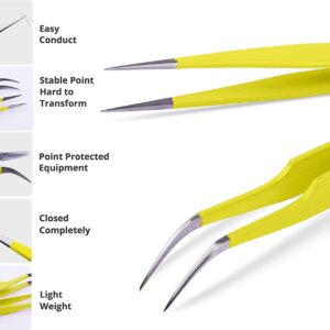 SIVOTE Eyelash Extension Tweezers for Classic & Volume Lashes, 2-Pack, Yellow