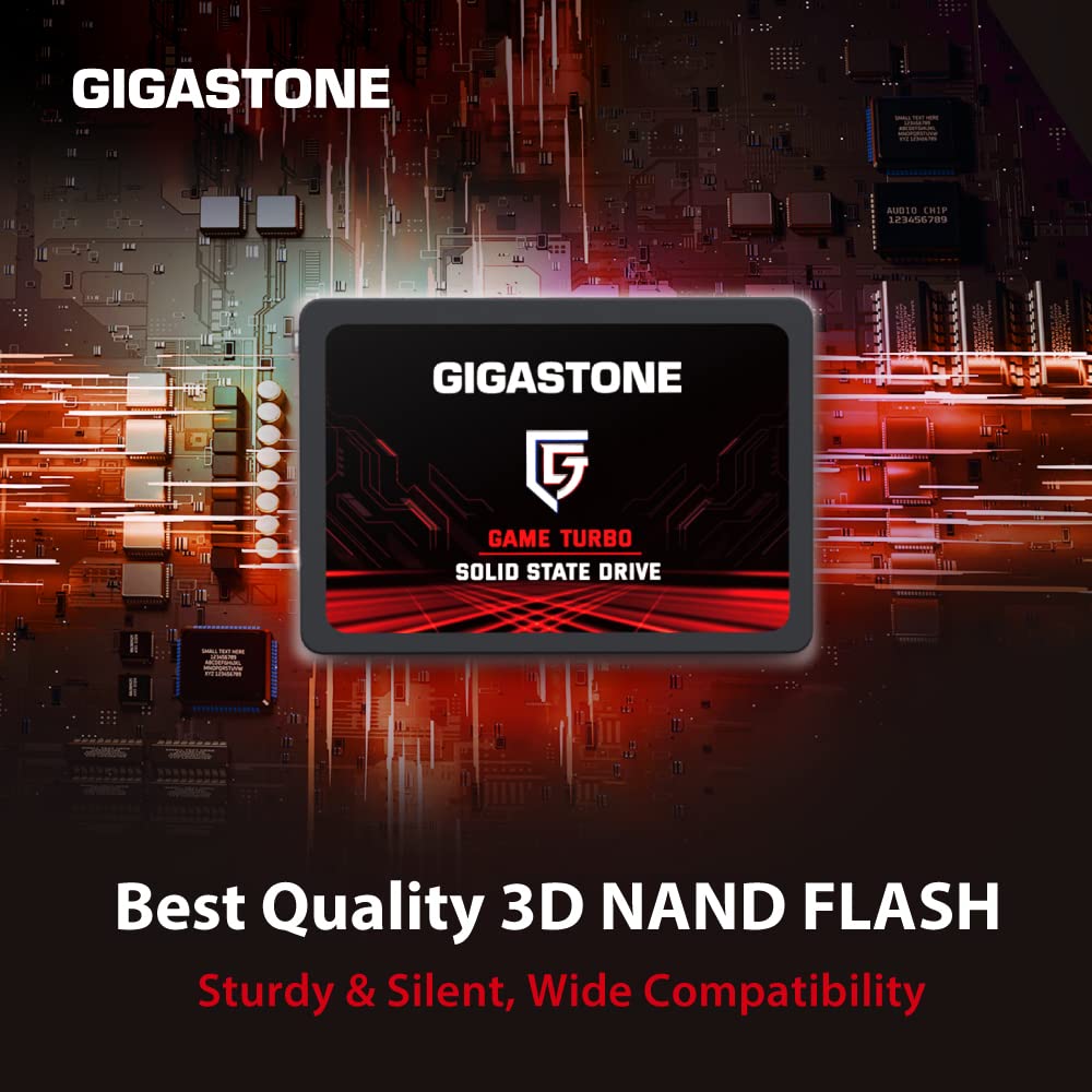 Gigastone SATA SSD 512GB (2-Pack) 2.5 inch SSD 550MB/s Upgrade Laptop PC Memory and Storage PS4 HDD Replacement 2.5" Internal Solid State Hard Drives SATA III SLC Cache 3D NAND Game Turbo Performance