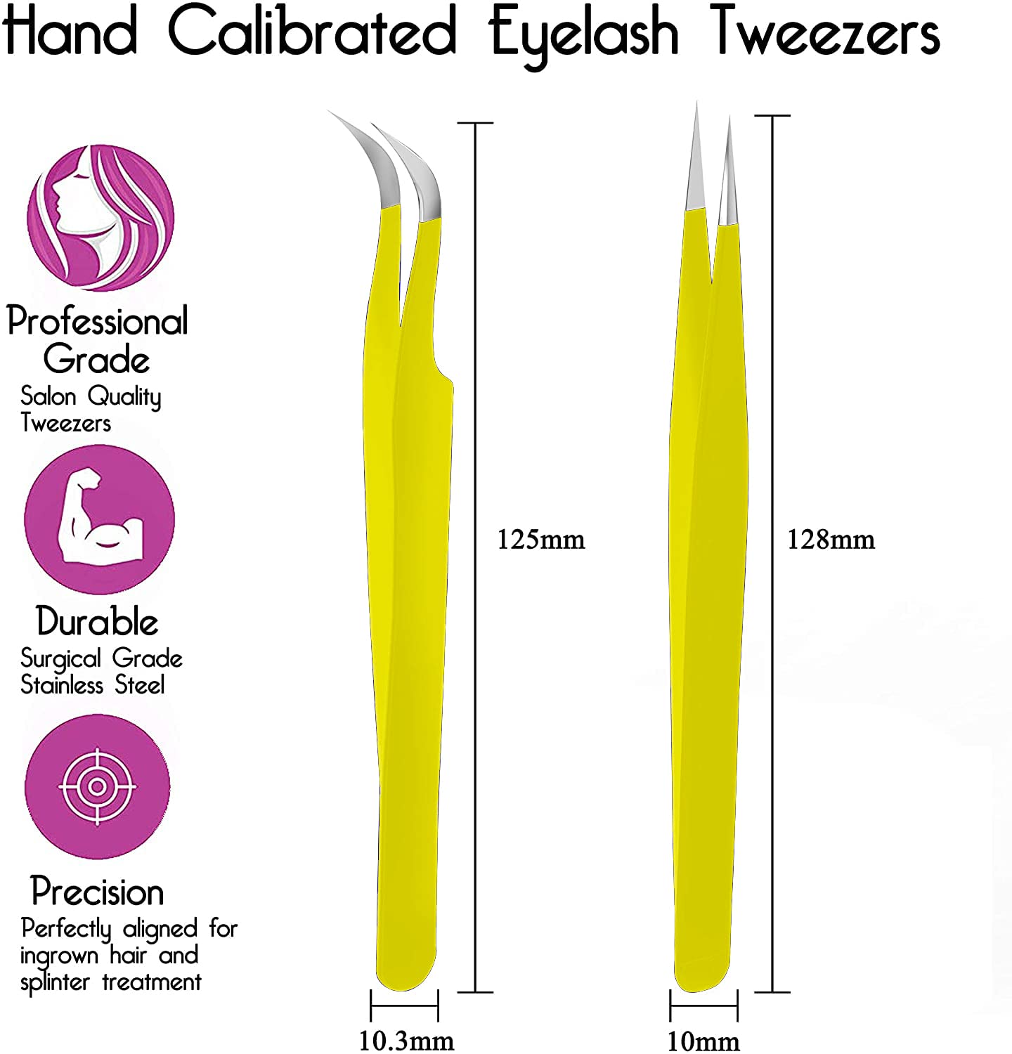 SIVOTE Eyelash Extension Tweezers for Classic & Volume Lashes, 2-Pack, Yellow