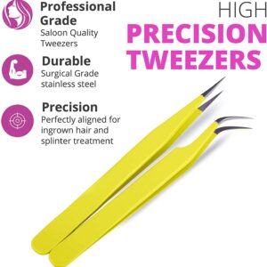 SIVOTE Eyelash Extension Tweezers for Classic & Volume Lashes, 2-Pack, Yellow