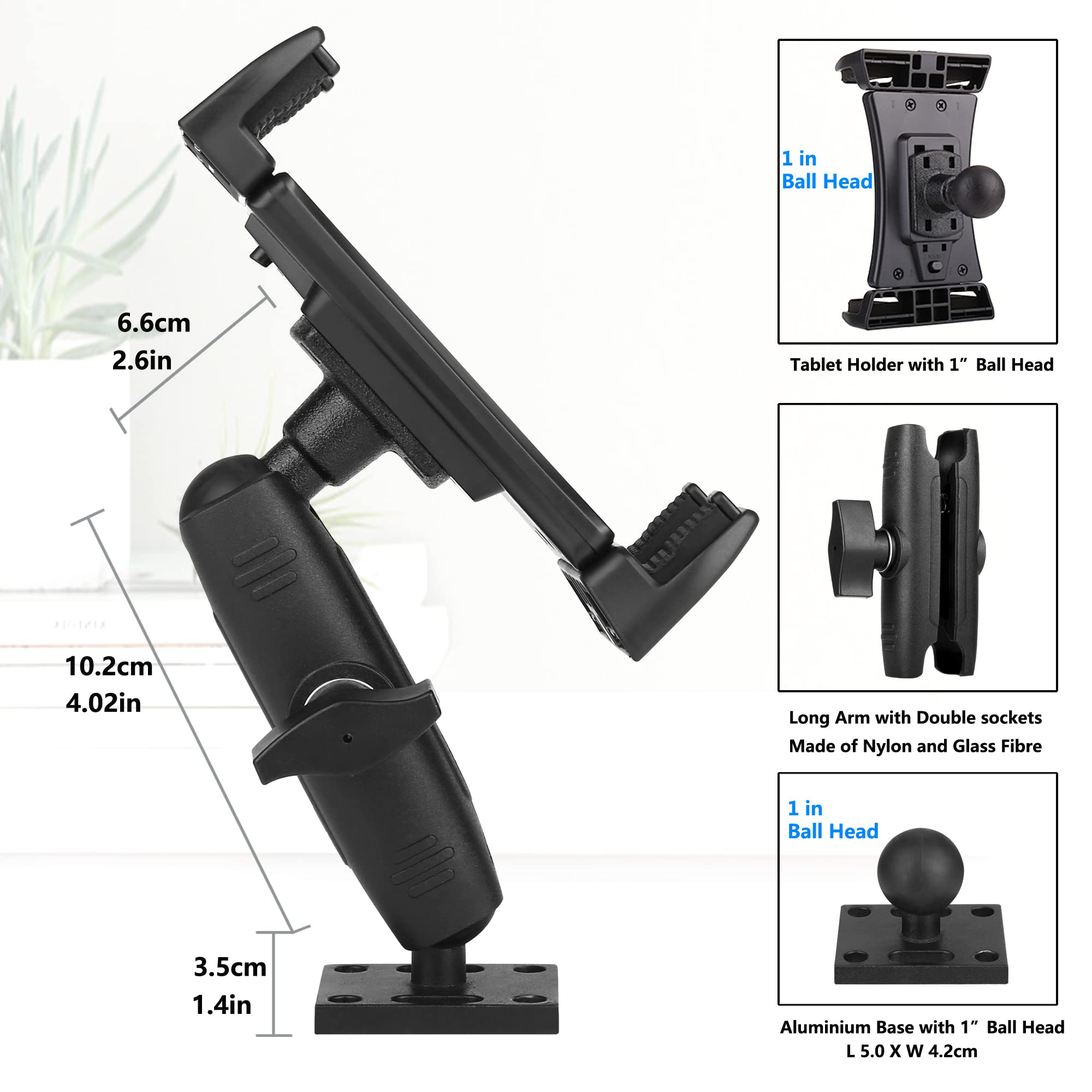 Peastrex Tablet Ipad Wall Mount Holder with Long Arm 360° Adjustment for 4~15inch Tablet and Cellphone iPad Pro 12.9, Galaxy Tab S9 Ultra 14.6 S9FE, Surface,iPhone