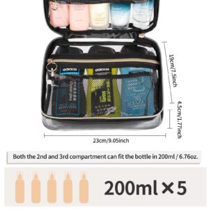 CUBETASTIC Hanging Toiletry Bag, Clear Makeup Bags for Travel Essentials TSA Approved Clear Bag Transparent Cosmetic Organizer Pouch for Women Men Portable Make Up Case with Handle