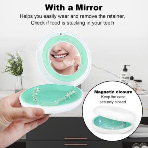 Retainer Case, Slim Aligner Case with Adjustable Vent Holes and Mirror, Compatible with Invisalign, Night Guard and Mouth Guard, Premium Retainer Case, With Aligner Remover Tool, Chew & Brush, White