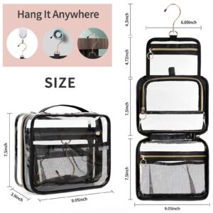 CUBETASTIC Hanging Toiletry Bag, Clear Makeup Bags for Travel Essentials TSA Approved Clear Bag Transparent Cosmetic Organizer Pouch for Women Men Portable Make Up Case with Handle