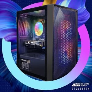 STGAubron Gaming PC, GeForce GTX 1660 Super 6G, Intel Core i3-10100F up to 4.3G, 16G DDR4, 1T SSD, WiFi, BT 5.0, RGB Fan x 3, RGB Mouse Pad, RGB BT Sound Bar, RGB BT Gaming Mic, Windows 11 Home