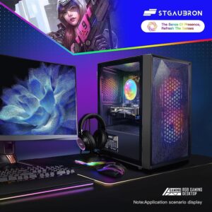 STGAubron Gaming PC, GeForce GTX 1660 Super 6G, Intel Core i3-10100F up to 4.3G, 16G DDR4, 1T SSD, WiFi, BT 5.0, RGB Fan x 3, RGB Mouse Pad, RGB BT Sound Bar, RGB BT Gaming Mic, Windows 11 Home