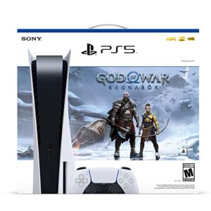 Play Station 5 Disc Version Gaming Console God of War Ragnarok Bundle with 4K UHD Blu-ray Player, White - WiFi 6, Bluetooth 5.1, Ethernet Connectivity