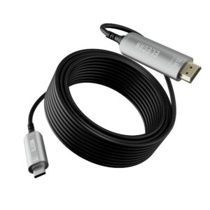 elecan 8k fiber optic usb c to hdmi cable 50 ft, 8k@60hz 4k@120hz, hdr, active optical usb 3.1 type-c to hdmi 2.1 cord compatible thunderbolt 3/4 for galaxy macbook pro/air ipad pro surface dell hp