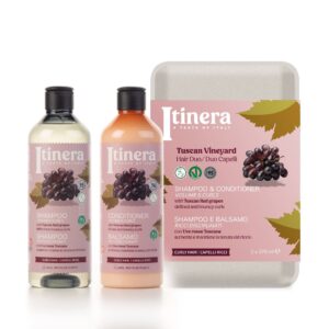 itinera tuscan vineyards gift box with volume & curls shampoo & conditioner (2 x 12.51 fl oz) - for curly hair - vegan friendly - 95%+ natural origin ingredients