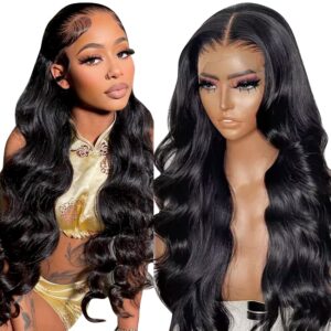 hot star 210% density hd 13x6 30 inch lace front wigs human hair pre plucked glueless body wave human hair wigs for black women hd lace frontal wigs human hair