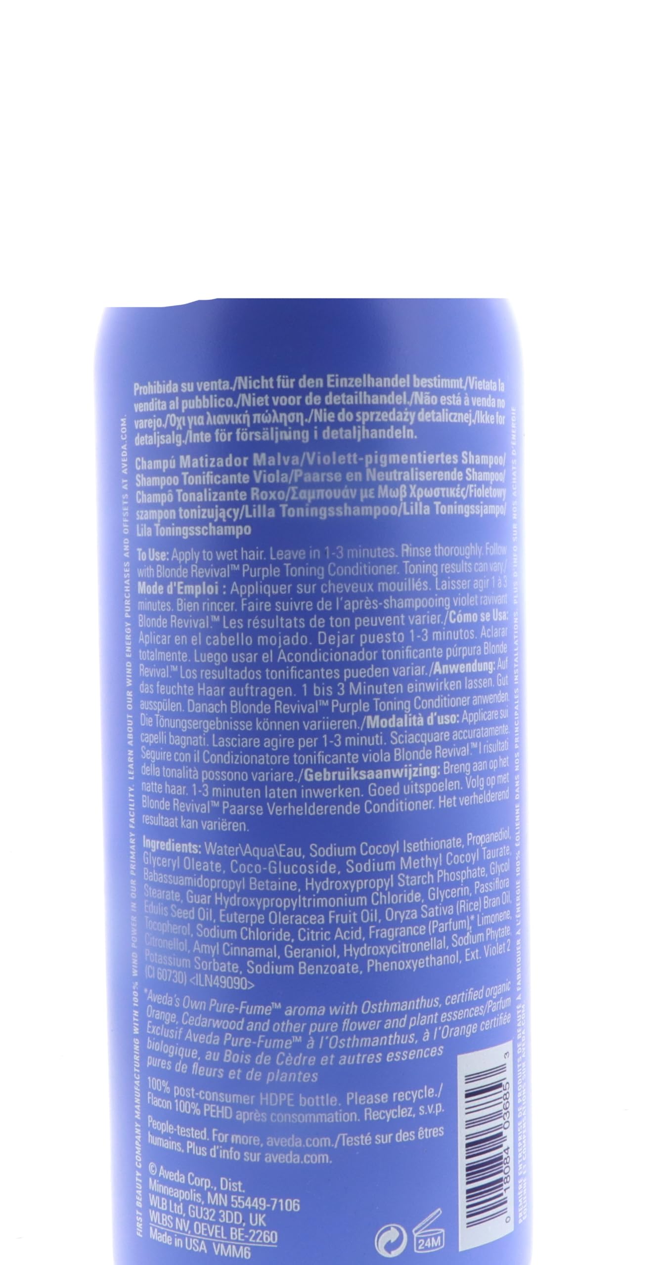 Aveda Blonde Revival Shampoo; purple toning 33.8oz / Liter