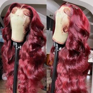 sdamey 13x6 Lace Front Wigs Human Hair 99j Burgundy Body Wave 180 Density Glueless Wigs Human Hair Pre Plucked Pre Cut Hd Lace Front Wigs Human Hair Wigs For Women 26 Inch