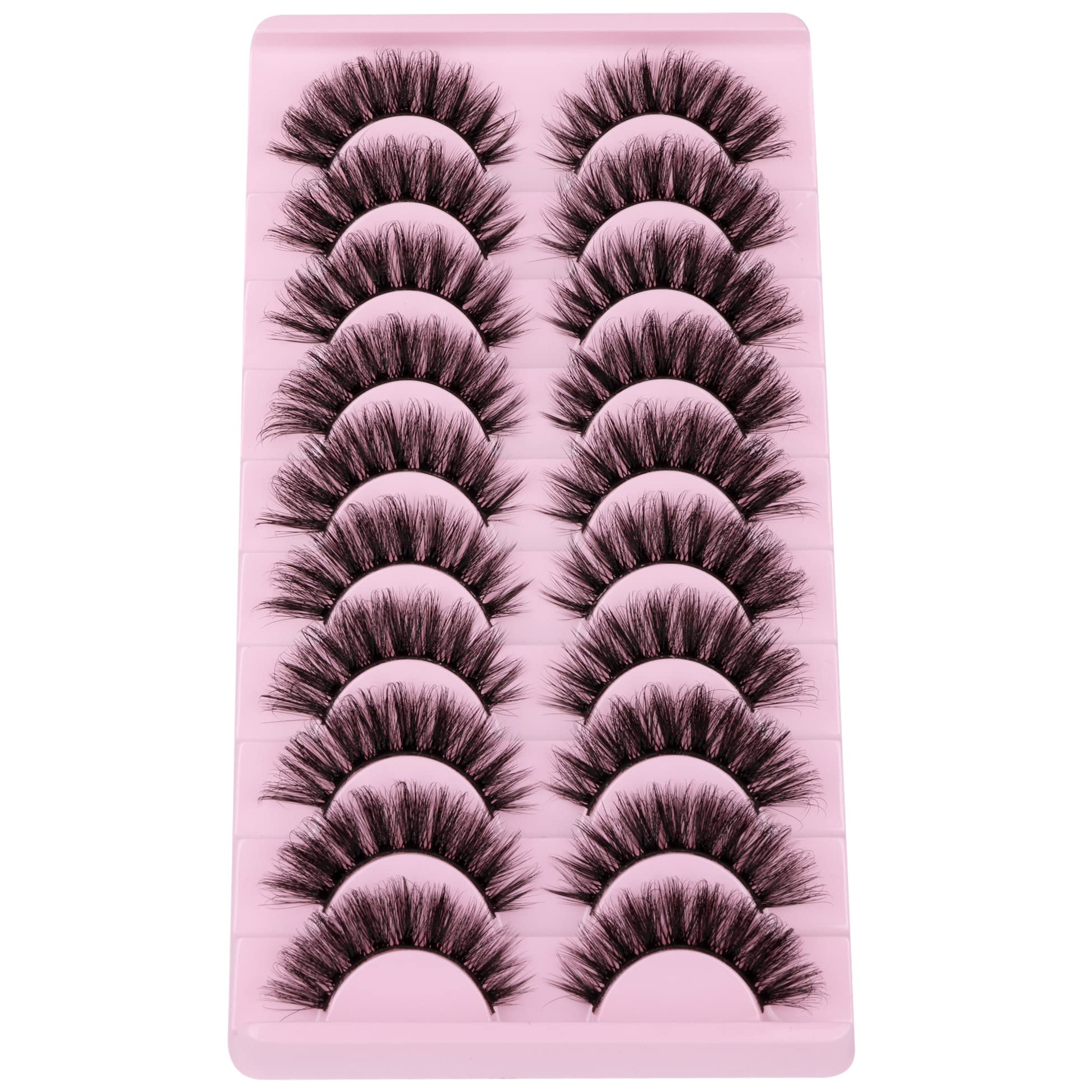 False Eyelashes Wispy Mink Lashes 18mm Strip Lashes Natural Look Fake Eyelashes Curly Soft Cat Eye Lash Pack 10 Pairs by EYDEVRO