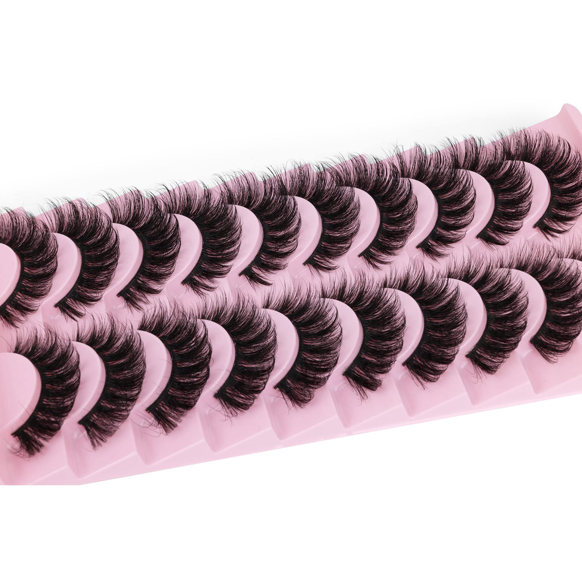 False Eyelashes Wispy Mink Lashes 18mm Strip Lashes Natural Look Fake Eyelashes Curly Soft Cat Eye Lash Pack 10 Pairs by EYDEVRO