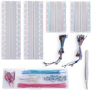 breadboard jumper wires kit 2pcs 830 breadboards 2pcs 400 breadboards +130pcs flexible breadboard jumper wires +280pcs jumper wires+1pcs tweezer for arduino raspberry pi