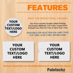 Paintechz Custom Credit Card USB Flash Drives 50 Pack, Personalized Logo Text Bulk - as Corporate Gifts and Promotional Giveaways - Customizable 8GB