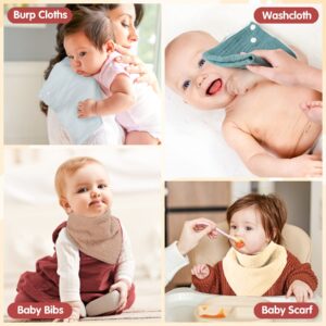 Nicous 8 Pack Muslin Baby Bibs for Girls and Boys, 100% Cotton Square Baby Bandana Bibs, Drool Bibs Set for Teething and Drooling