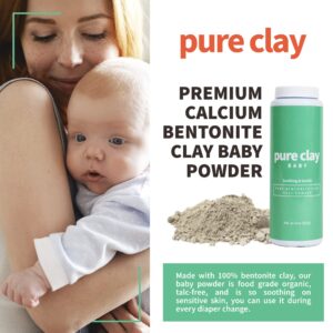 Bentonite Clay Baby Powder, Pure Calcium Bentonite Clay Food Grade Baby Powder for Sensitive Skin, Travel Size Baby Powder, Gentle Baby Skin Care